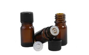 10pcs 5ml amber glass essential oil sample bottles vials with orifice and cap for perfume aromatherapy container