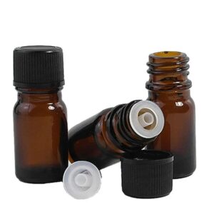 10Pcs 5ml Amber Glass Essential Oil Sample Bottles Vials With Orifice and Cap for Perfume Aromatherapy Container