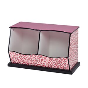 teamson kids - fashion prints leopard 2-bin cubby storage