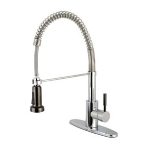 kingston brass gsy8881dkl kaiser single handle kitchen faucet with pull-down sprayer, chrome