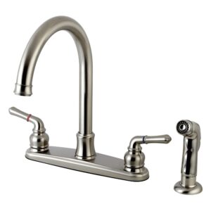 kingston brass fb7798nmlsp naples 8" centerset kitchen faucet, brushed nickel