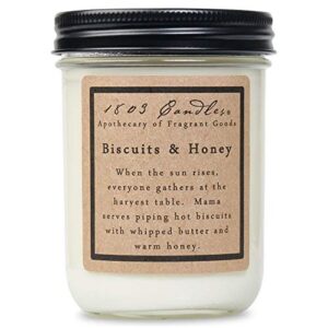 1803 candles - 14 oz. jar soy candles - (biscuits and honey)