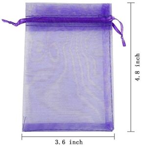 Akstore 100pcs 3.6x4.8''(9x12cm) Organza Gift Bags, Drawstring Pouches Jewelry Party Wedding Favor Gift Bags,Candy Bags. (Purple)