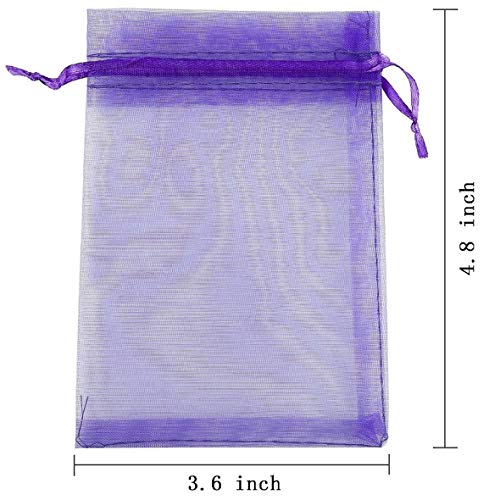 Akstore 100pcs 3.6x4.8''(9x12cm) Organza Gift Bags, Drawstring Pouches Jewelry Party Wedding Favor Gift Bags,Candy Bags. (Purple)