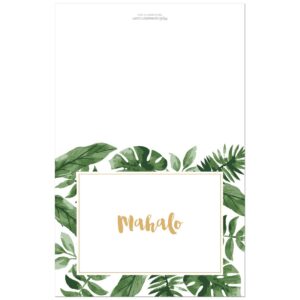 50 cnt Watercolor Palm Leaves Hawaiian Mahalo Thank You Cards