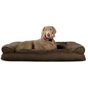 furhaven pillow dog bed for large dogs w/ removable bolsters & washable cover - plush & suede sofa - espresso, jumbo/xl