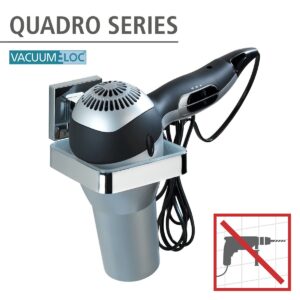 Wenko "Quadro" Hair Dryer Holder with Vacuum-Loc, Silver