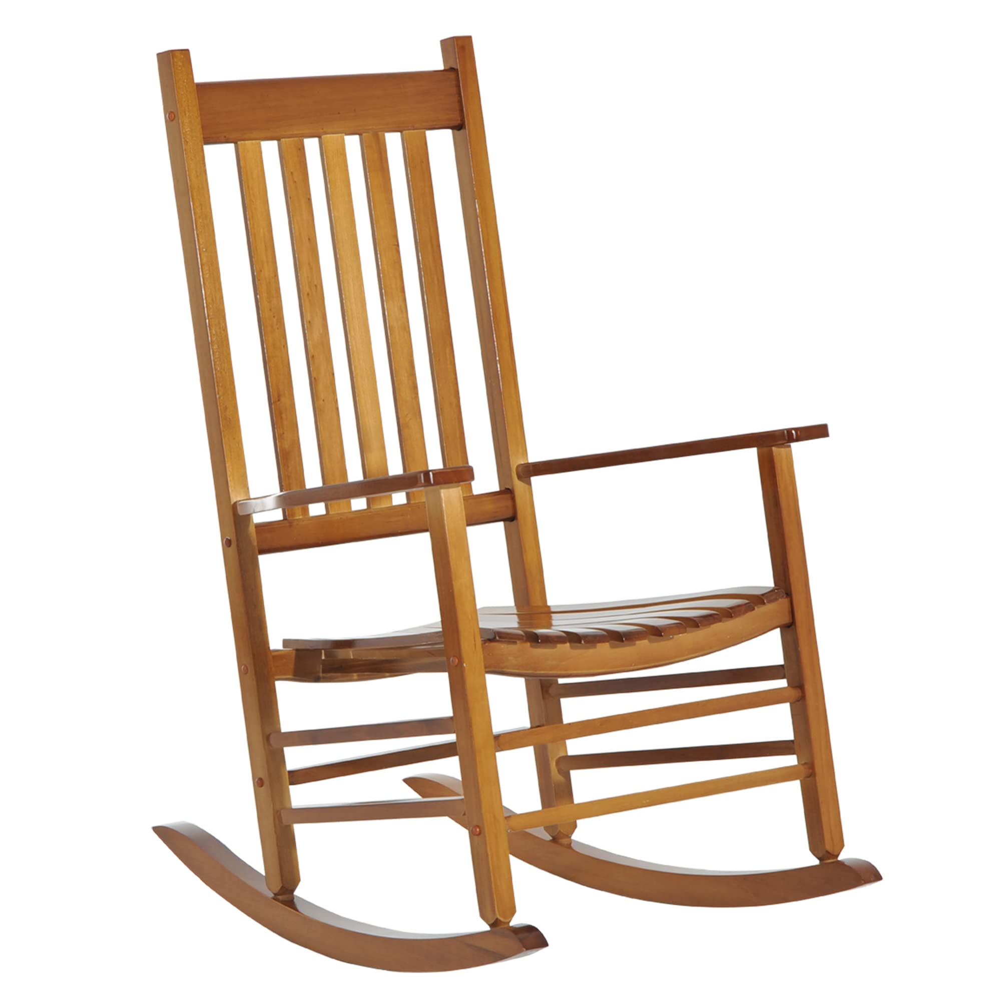 Outsunny Outdoor Rocking Chair, Patio Wooden Rocking Chair with Smooth Armrests, High Back for Garden, Balcony, Porch, Supports Up to 352 lbs, Natural