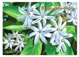 hawaiian tahitian tiare gardenia birthday card