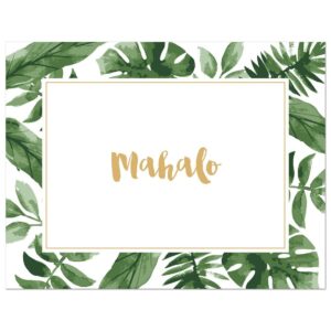 50 cnt Watercolor Palm Leaves Hawaiian Mahalo Thank You Cards