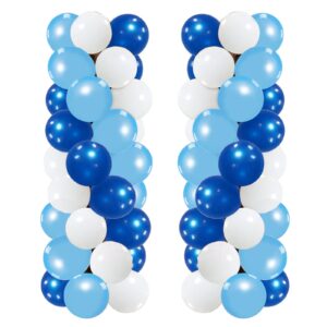 elecrainbow 100 count 12 inch 320 grams thickened assorted color balloons for birthday wedding baby shower graduation anniversary carnival decorations,white, dark blue & light blue assorted