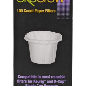 Ekobrew 100 Count Paper Filter, Compatible In Most Reusable Filters for Keurig and K-Cup - White