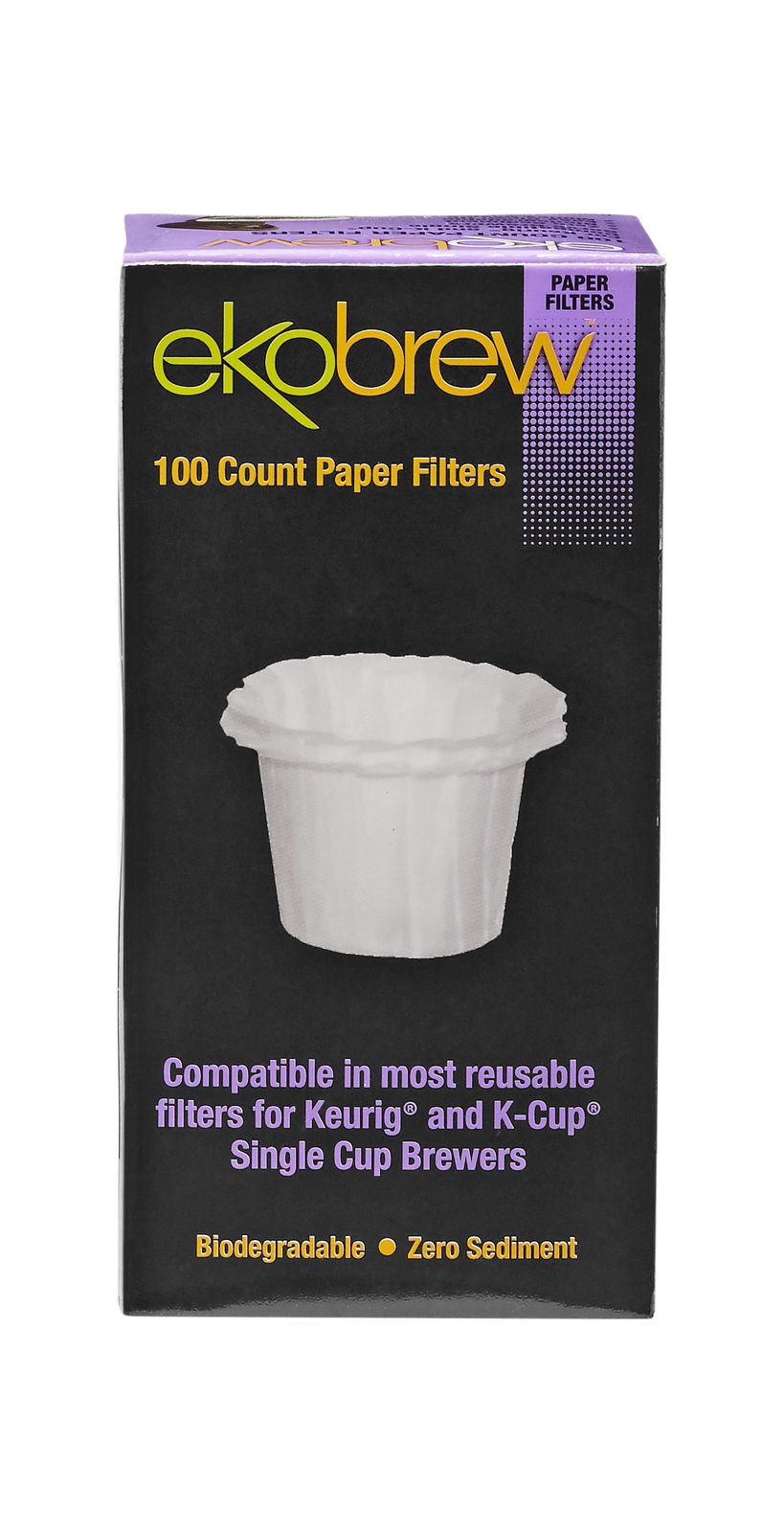 Ekobrew 100 Count Paper Filter, Compatible In Most Reusable Filters for Keurig and K-Cup - White