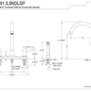 Kingston Brass FB7798NDLSP NuvoFusion 8" Centerset Kitchen Faucet, Brushed Nickel