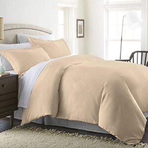 beckham hotel collection luxury soft brushed 1800 series microfiber duvet cover set with zipper closure - hypoallergenic - king/cal king, eggshell cream