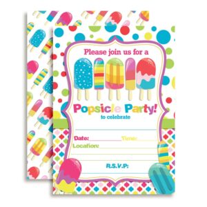 amanda creation popsicle birthday party invitations set of 20 fill in cards including envelopes