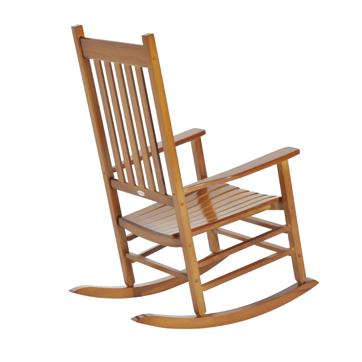 Outsunny Outdoor Rocking Chair, Patio Wooden Rocking Chair with Smooth Armrests, High Back for Garden, Balcony, Porch, Supports Up to 352 lbs, Natural