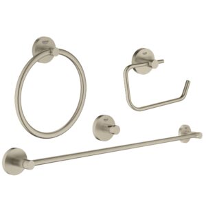 grohe 40823en1 essentials accessories set master 4-in-1, brushed nickel infinity finish