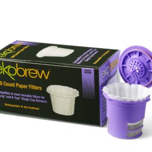 Ekobrew 100 Count Paper Filter, Compatible In Most Reusable Filters for Keurig and K-Cup - White