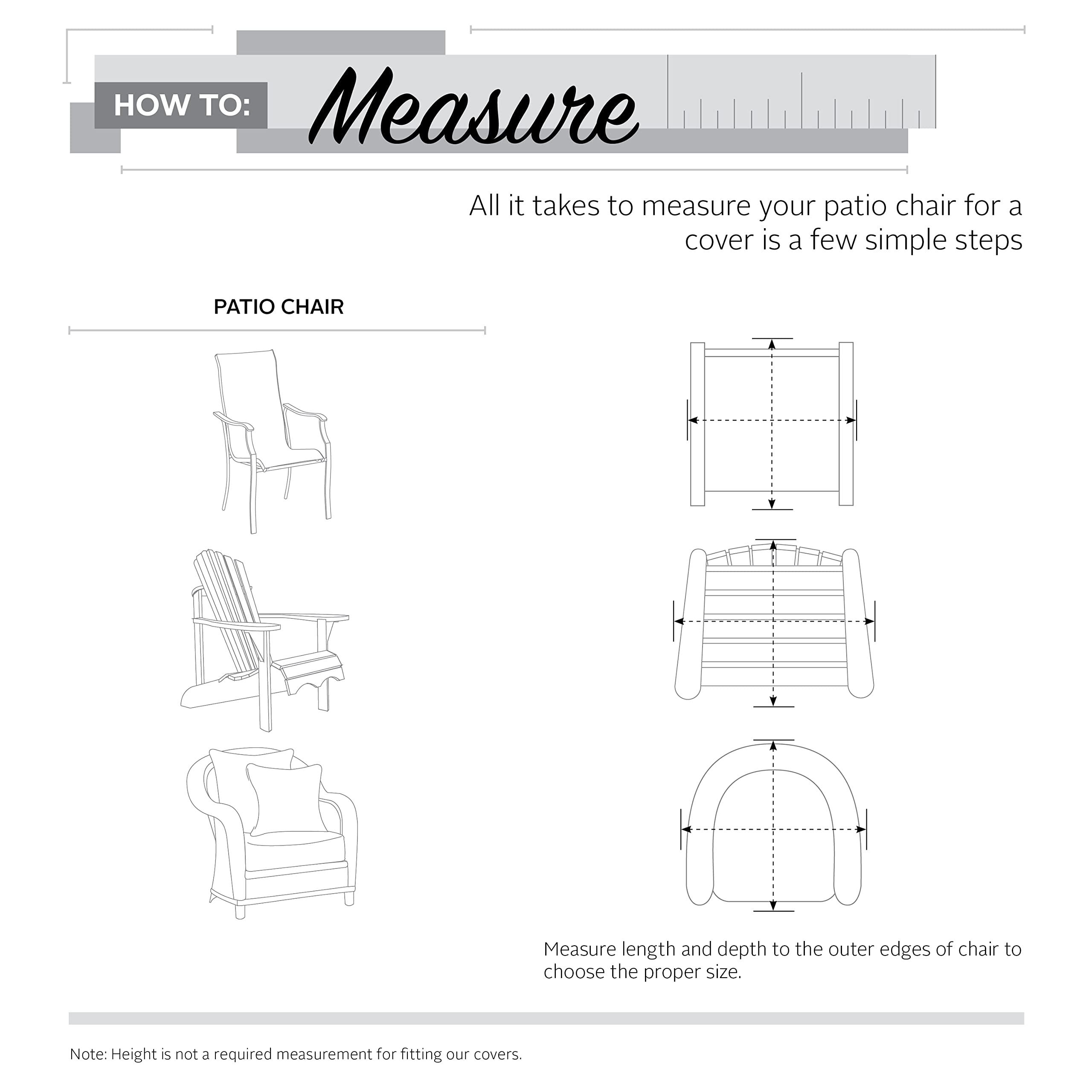 Classic Accessories Veranda Water-Resistant 26 Inch Patio Bar Chair & Stool Cover, 2 Pack, Outdoor Chair Covers