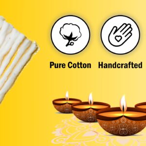 IS4A Puja Cotton Wicks Religous Long Jyot Bati Akhand Oil Lamp Diya Diwali Lighting (Long)