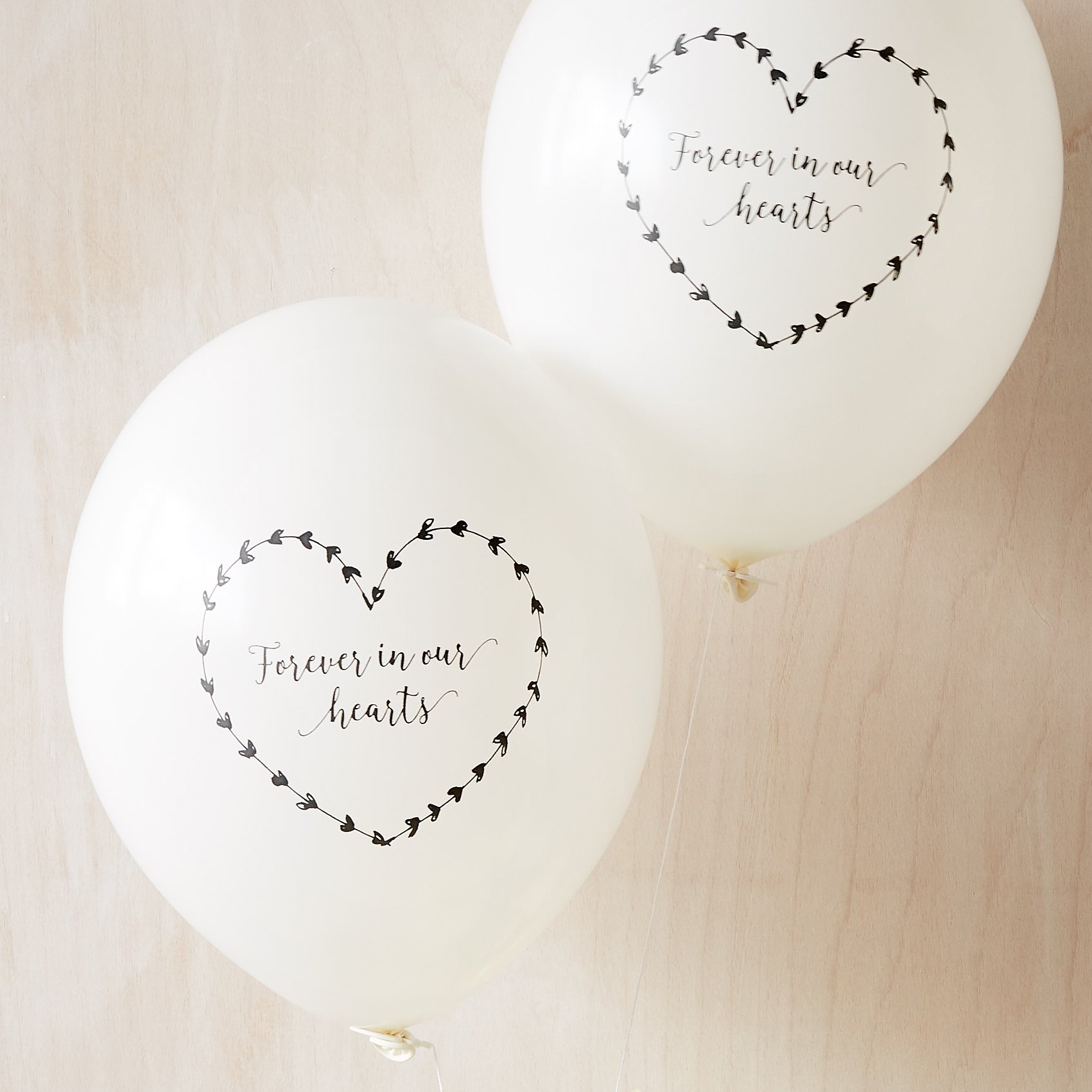 ANGEL & DOVE 25 White 'Forever In Our Hearts' Biodegradable Funeral Remembrance Balloons - for Memory Table, Memorial, Condolence, Celebration of Life