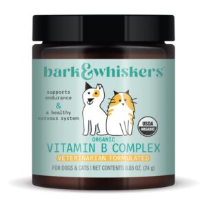 bark & whiskers organic vitamin b complex, 0.85 oz. (24 g), 60 scoops, supports a healthy nervous system & endurance, veterinarian formulated, non-gmo, certified usda organic, dr. mercola