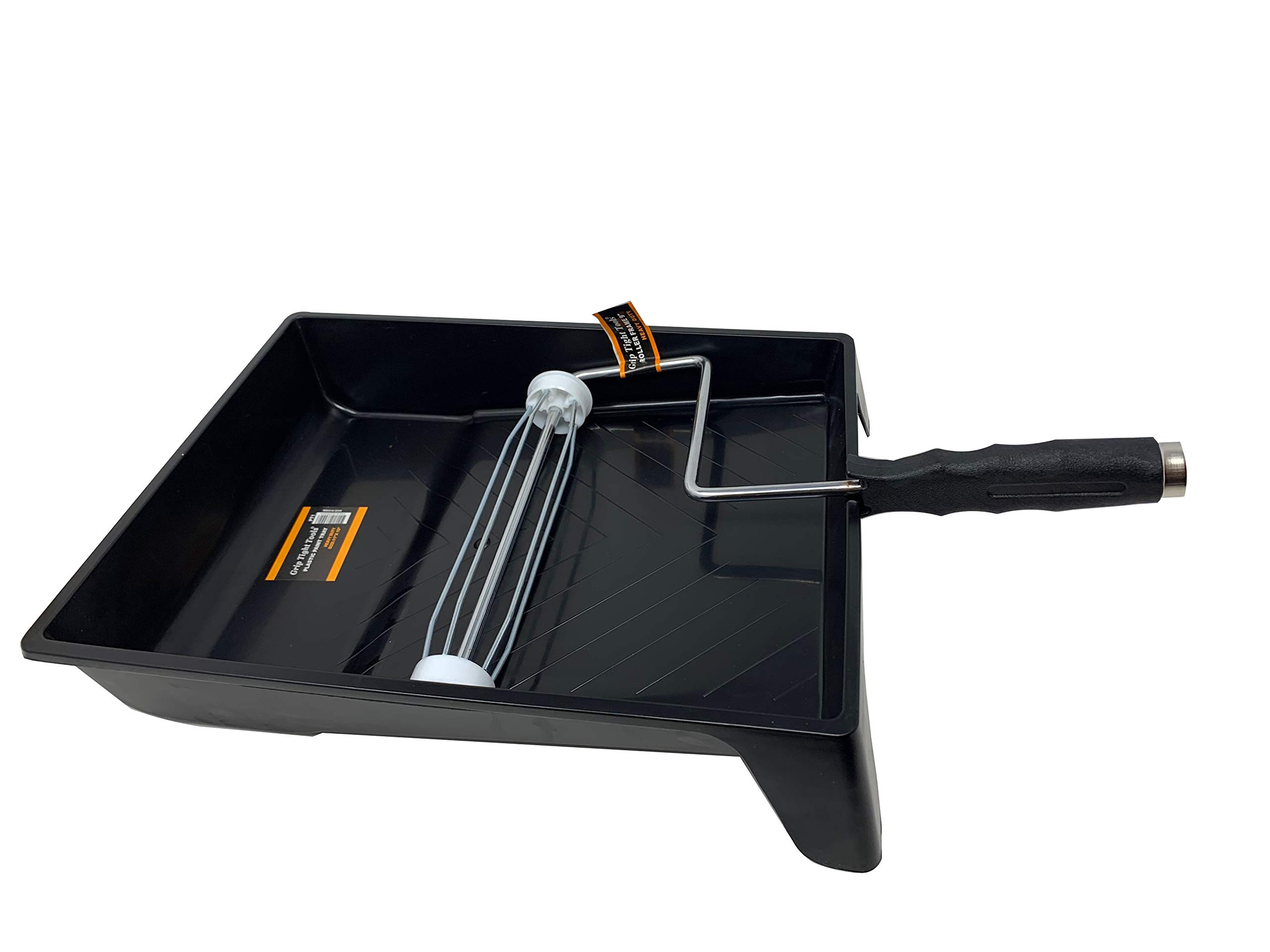 Grip Tight Tools PT1 Heavy Duty Plastic Paint Tray with Legs, 11" x 14", Black