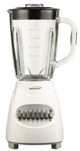 brentwood jb-920w blender, white; 12 speeds with pulse function; glass 42oz glass jar with lid/fill cap included; non-slip base; 550w