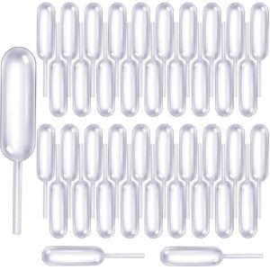 teenitor cupcake pipettes, 60pcs 4ml alcohol infuser plastic pipettes dropper squeeze dropper disposable mini flavor liquor infuser for chocolate strawberries cupcakes