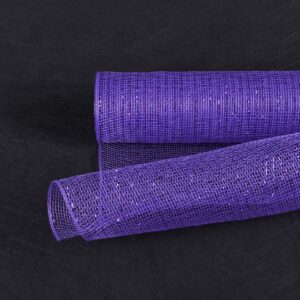 bbcrafts 21 inch x 10 yards premium deco mesh wrap metallic stripes for gift home decor (purple)