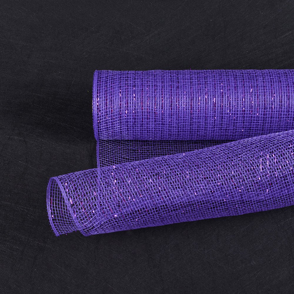 BBCrafts 21 Inch X 10 Yards Premium Deco Mesh Wrap Metallic Stripes for Gift Home Decor (Purple)