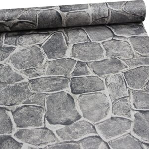 11 yards stone wallpaper peel and stick removable castle tower rustic contact paper self adhesive backsplash wall panels decorative for cabinets kitchen dark grey fortress