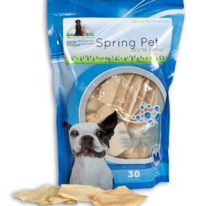 Spring Pet Dual Enzyme Action Beef Hide Dental Chews (Medium) for Dogs Weighing 10 to 25 Pounds - 30 Count