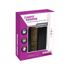 Casabella Basics Carpet Sweeper, 3 Piece Pole, Silver and Magenta