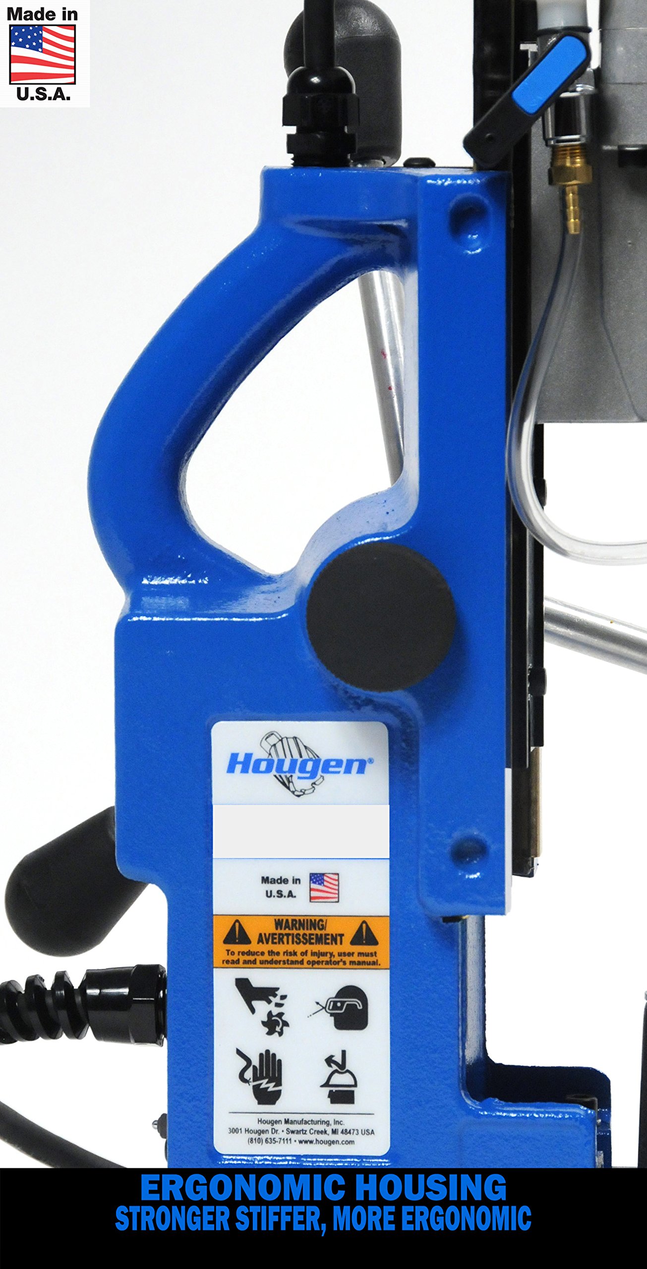 Hougen HMD918 Two Speed Magnetic Drill 6" Depth with Pressurized Coolant System - 115V Drill Holes Up to 6" Deep, Multiple Stacked Plates or Extend Your Hole Reach Capability