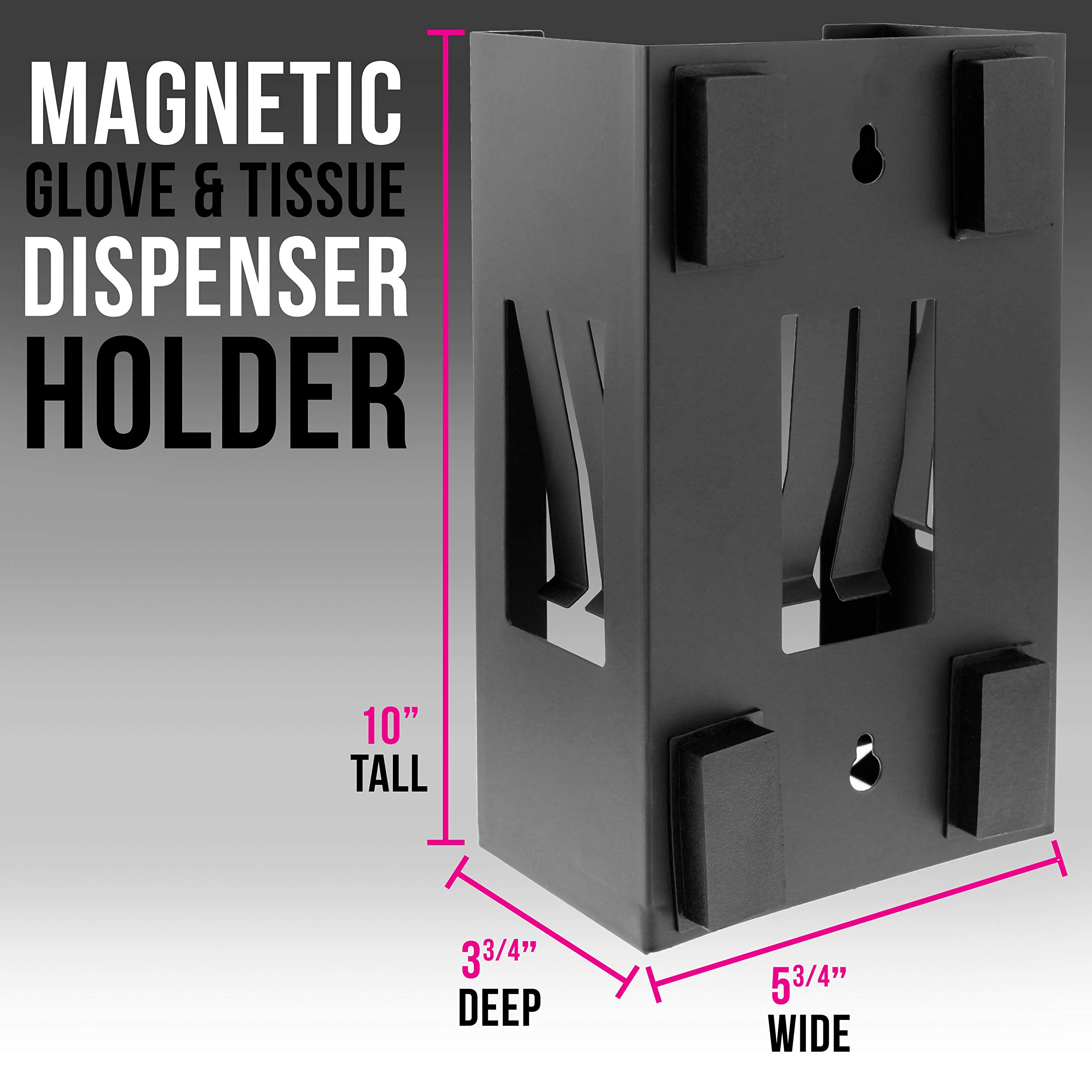 TCP Global Magnetic Glove and Tissue Dispenser Holder - Holds Boxes of Gloves, Towels, Wipes, Tissues - Mount onto a Tool Box or in Garages, Workshops and Kitchens