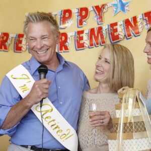 Classic I’m Retired! Sash – Gold Foil Retirement Sash for Women and Men & Large Safety Pin. Great for Retirement Party, Events and Decorations by JPACO (White)