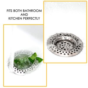 Sink Strainer 2.85 Inch - Bathroom & Kitchen Sink Drain Strainer - Tub Drain Hair & Food Catcher for Kitchen Sink and Bathtub, Stainless Steel, Pack of 3