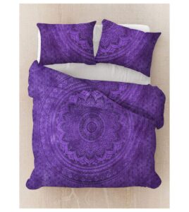 sophia art indian exclusive ombre bohemian mandala queen size hippie boho cotton doona duvet cover mandala hippie bohemian quilt cover set with pilow (purple)