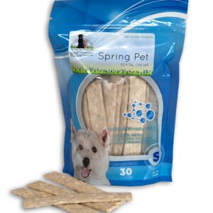 Spring Pet Dual Enzyme Action Beef Hide Dental Chews (Small) for Dogs Weighing Up to 10 Pounds 30 Count