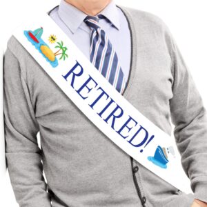 jpaco retirement celebration sash – retirement sash for both women and men with oversized gold safety pin. perfect for memorable farewell work parties, events, and elegant decorations