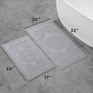 Jean Pierre New York Cotton StoneWash Medallion 17x24/20x32 in. 2-Piece Bath Rug Set, Gray