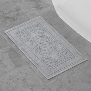 jean pierre new york cotton stonewash medallion 17x24 in. bath rug, gray