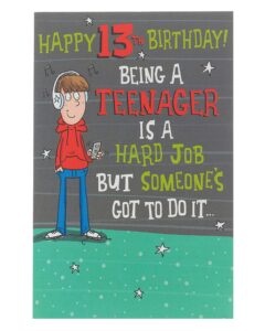 uk greetings 13th birthday card for him/friend - funny teen design