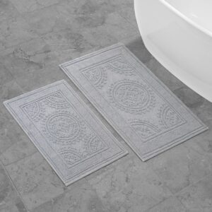 jean pierre new york cotton stonewash medallion 17x24/20x32 in. 2-piece bath rug set, gray