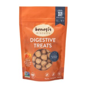 benefit biscuits, all natural dog treats, certified vegan, non gmo, wheat free, healthy dog biscuits, made in usa (pumpkin, regular bag, 7oz)