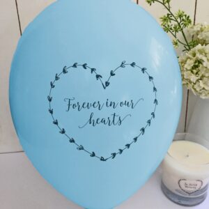 angel & dove 25 blue funeral balloons 'forever in our hearts' biodegradable - for memorial, celebration of life