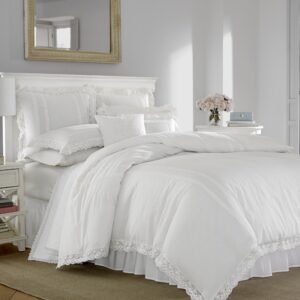 laura ashley - queen duvet cover set, reversible cotton bedding with matching shams, lightweight home decor for all seasons (annabella white, queen)