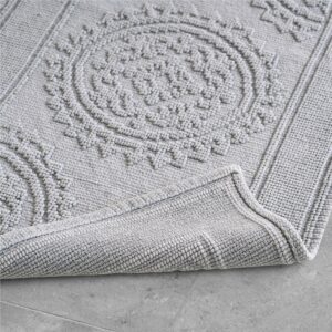 Jean Pierre New York Cotton StoneWash Medallion 17x24/20x32 in. 2-Piece Bath Rug Set, Gray